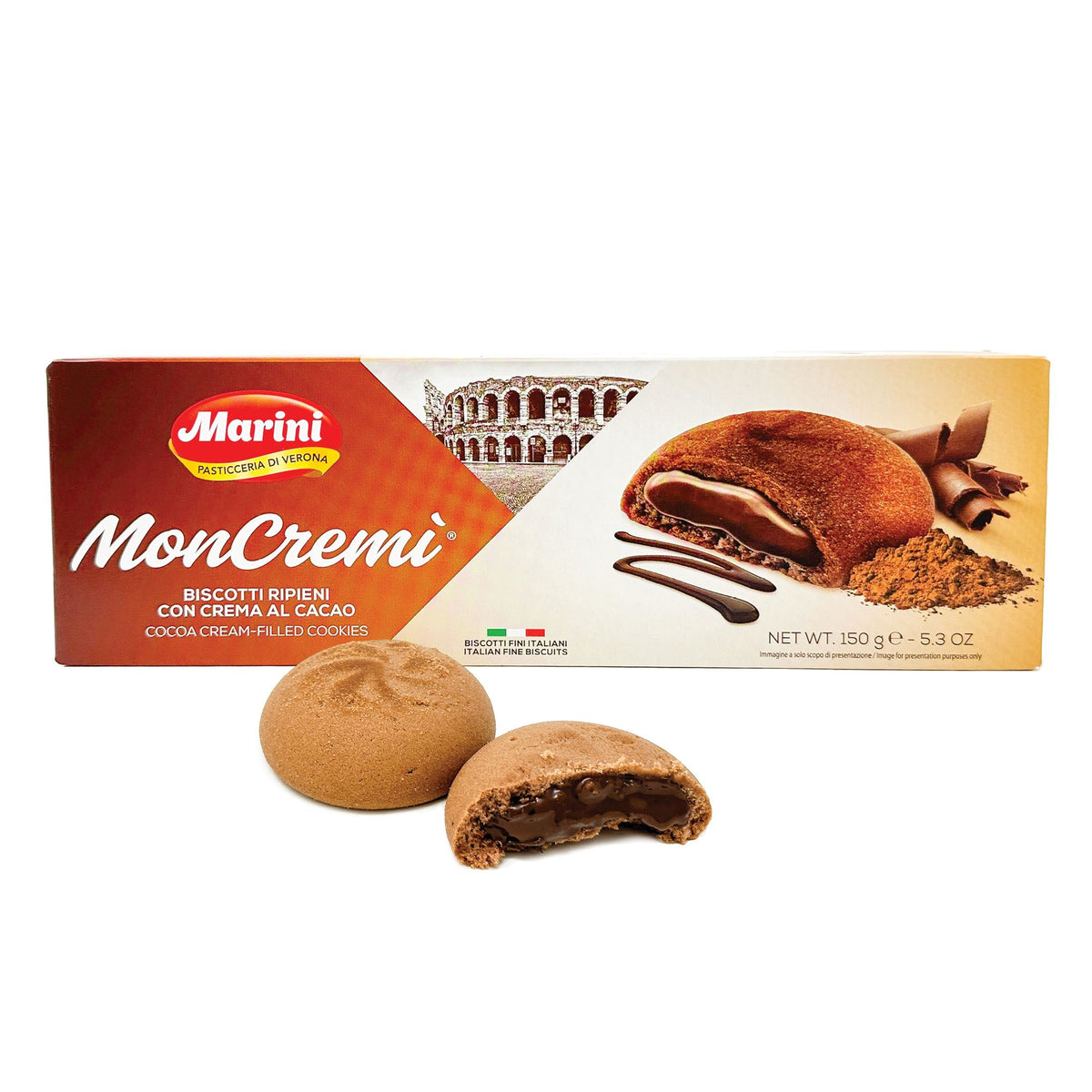 Moncremi cocoa cream-filled cookies Marini — Sogno Toscano